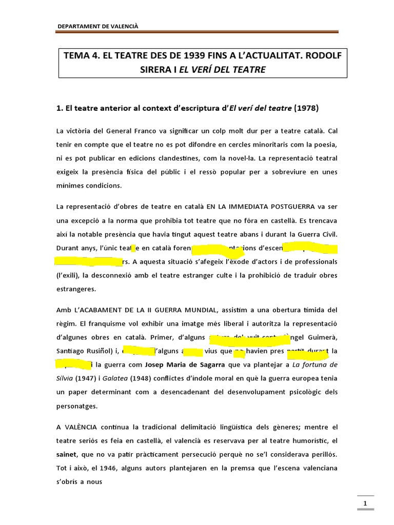 Tema 4 Teatre Rodolf Sirera | PDF