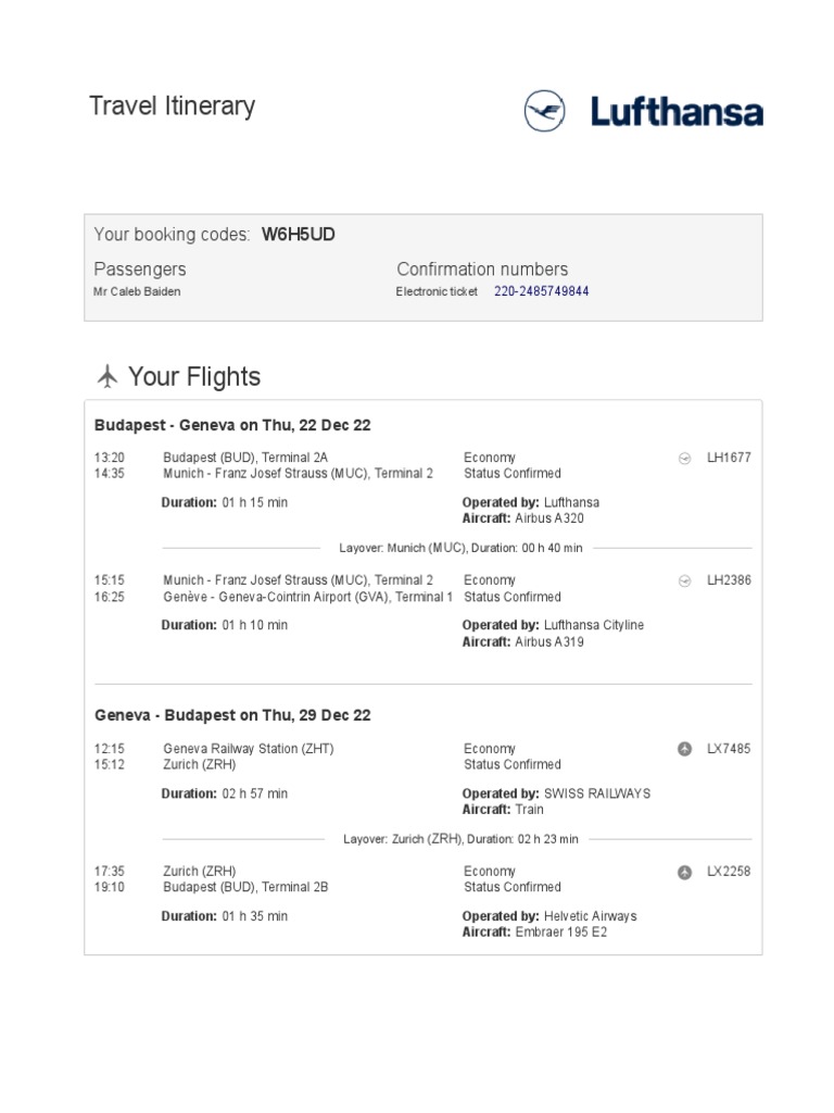 Lufthansa - Your Booking Information | PDF | Civil Aviation | Airlines