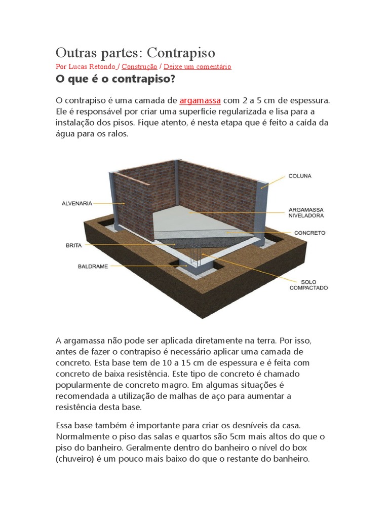 Contrapiso: o que é e como fazer | PDF | Argamassa (alvenaria) | Concreto