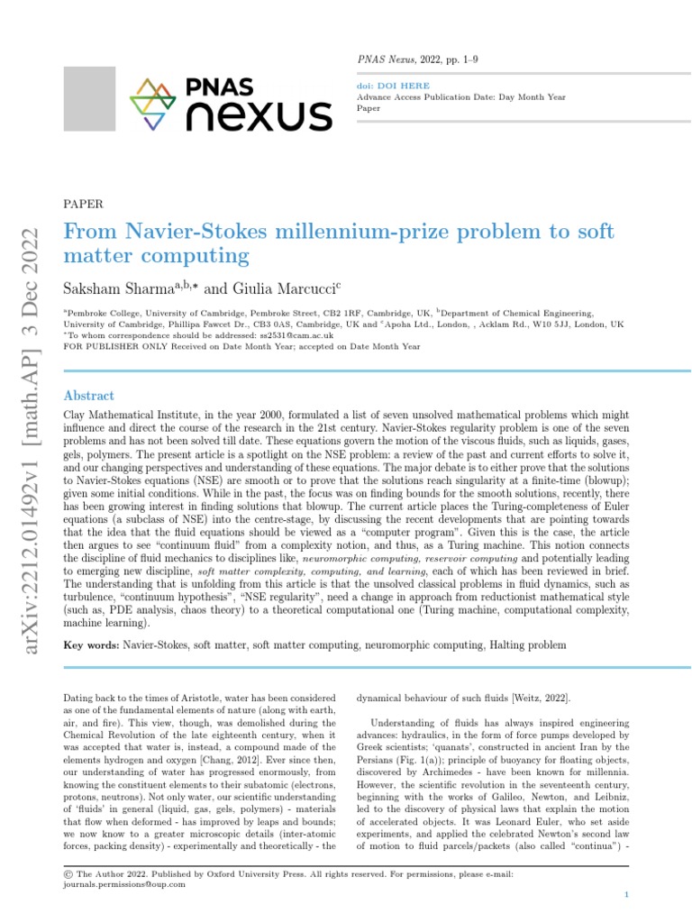 From Navier-Stokes Millennium-Prize Problem To Sof | PDF | Navier–Stokes Equations | Artificial ...