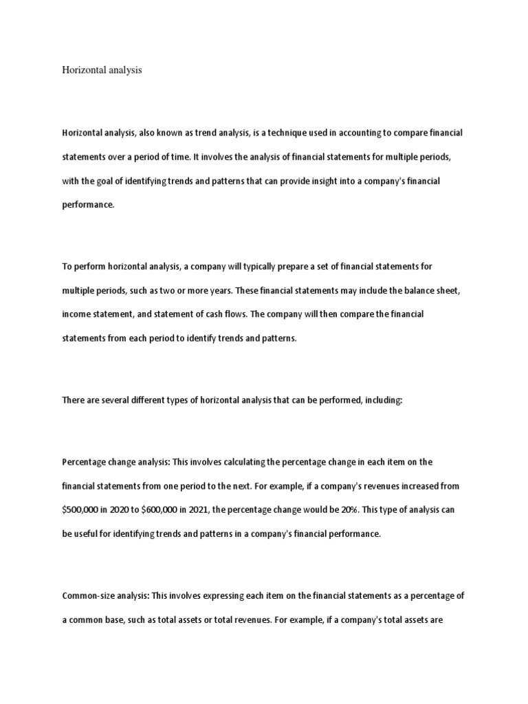 Horizontal Analysis | Download Free PDF | Financial Statement ...
