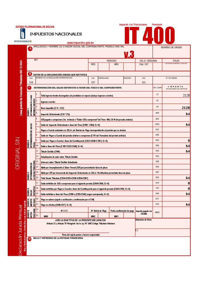 Formulario 400 IT | PDF | Impuestos | Finanzas del gobierno