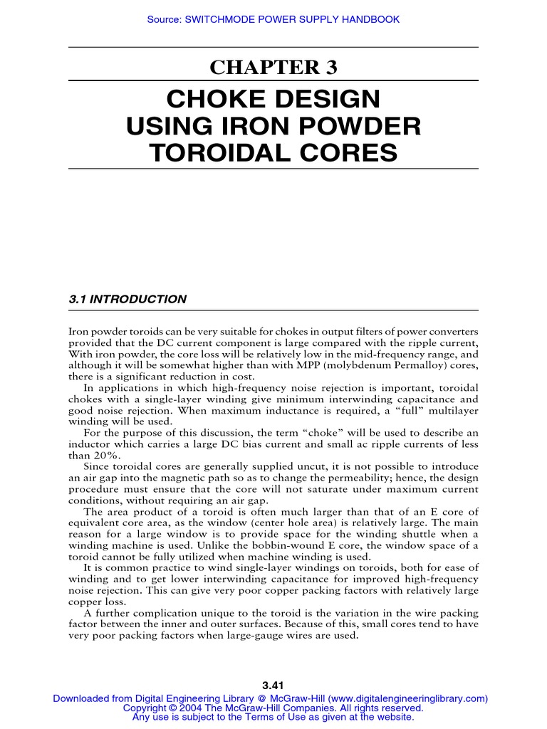Choke Design Using Iron Powder Toroidal Cores | PDF | Inductance ...