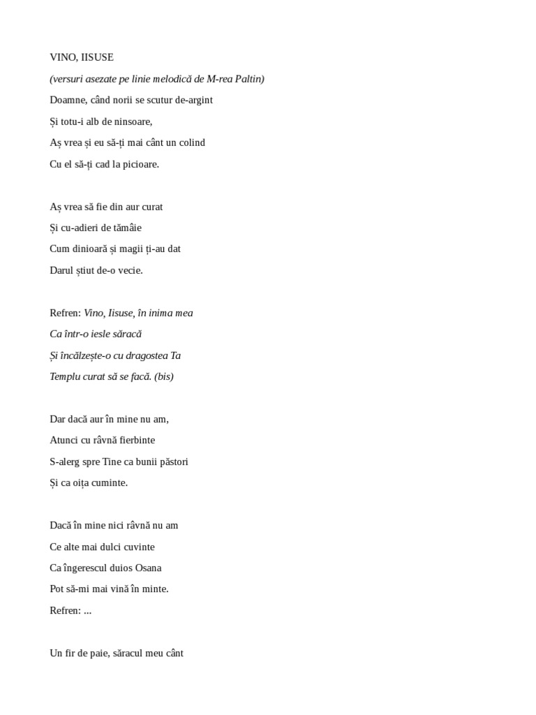 Vino Iisuse in Inima Mea | PDF