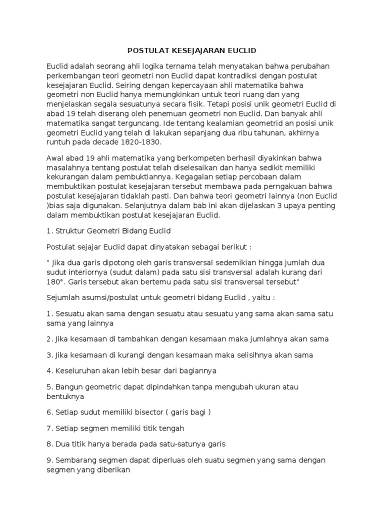 Postulat Kesejajaran Euclid | PDF