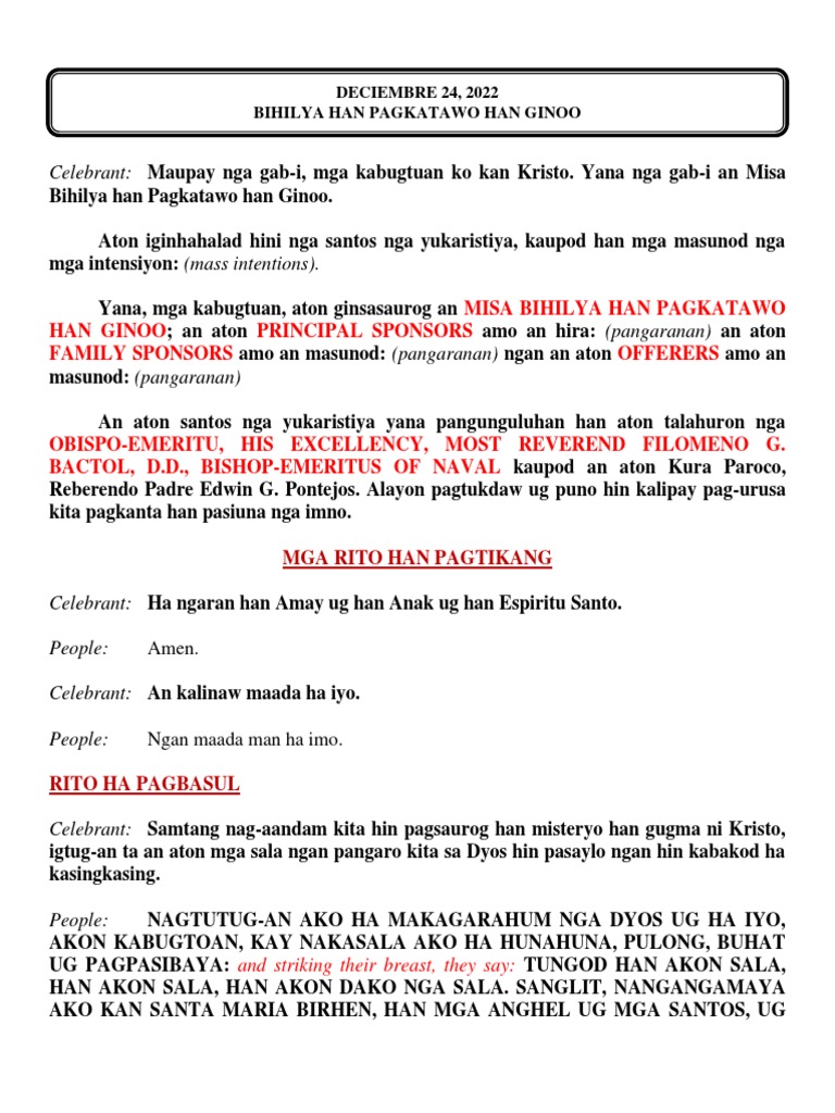 Santos-Nga-Misa-Midnight Mass Formulary | PDF