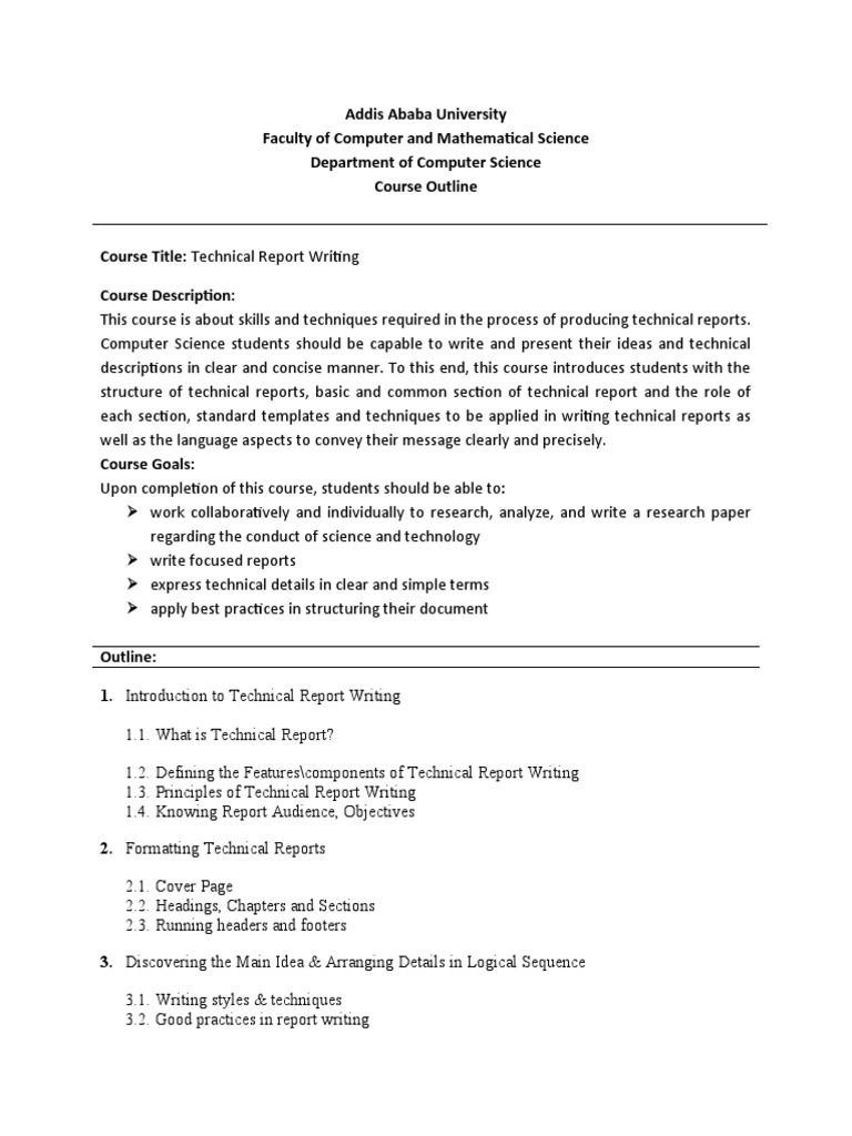 Technical Report Writing Course Outline | PDF | Science | Computer Science