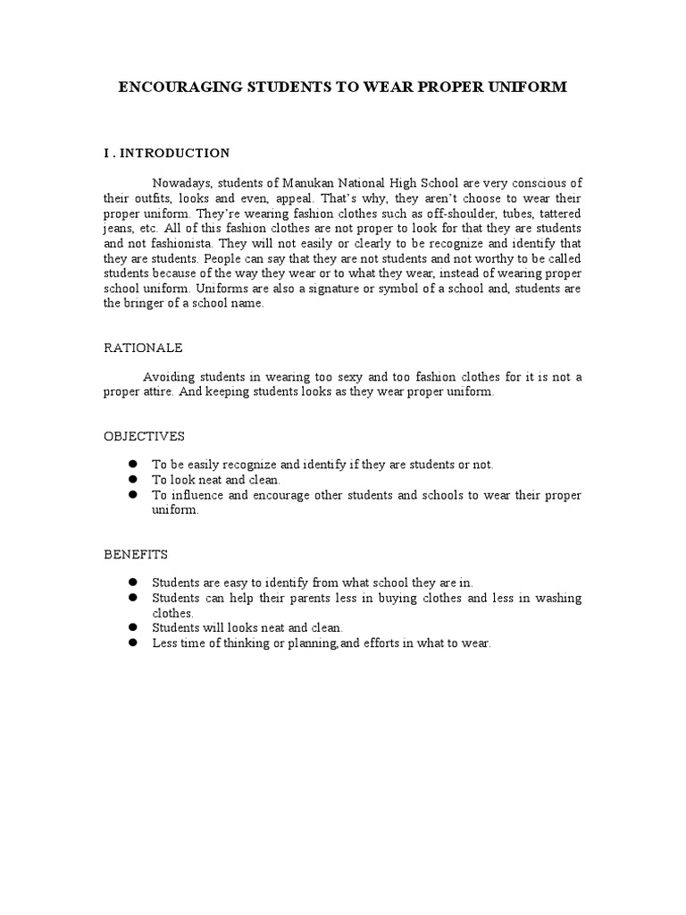 Encouraging Students To Wear Proper Uniform | PDF