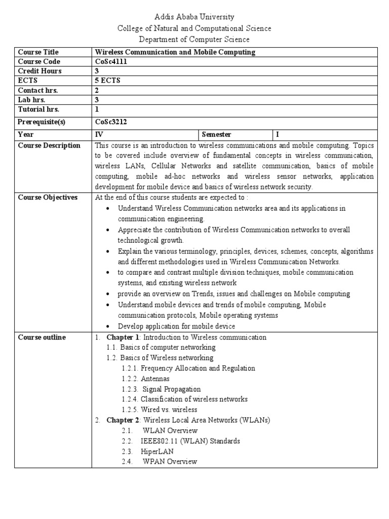 Wireless Communication & Mobile Computing | PDF | Computer Network | Wireless Lan