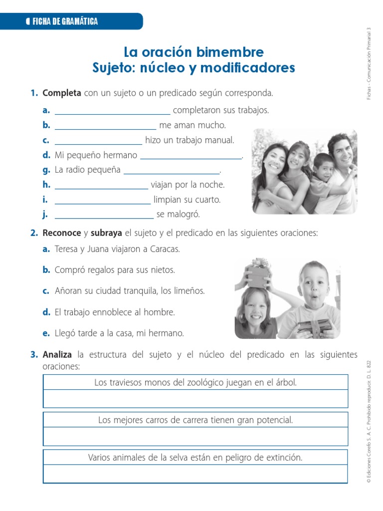 Ficha El Sujeto 3ro Pdf Mecánica Del Lenguaje Gramática