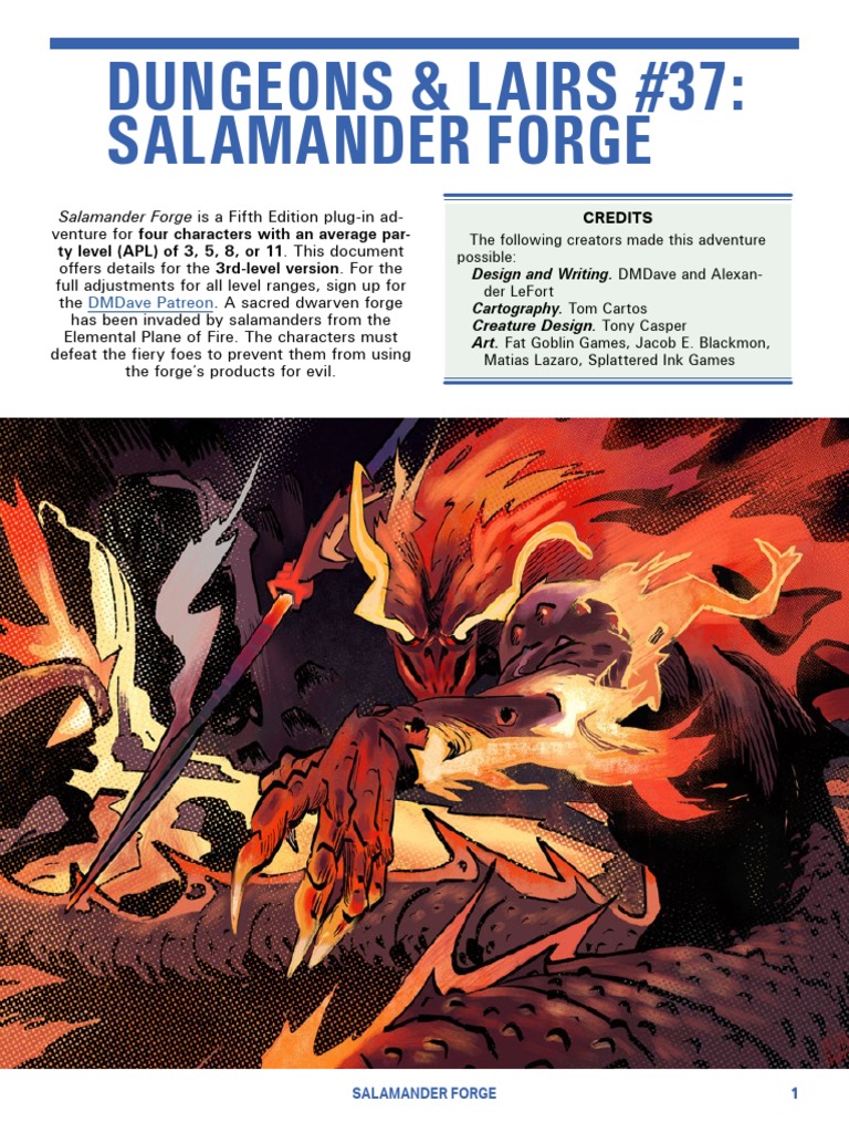 DMDave - Dungeons & Lairs 37 - Salamander Forge - Free Version | PDF ...