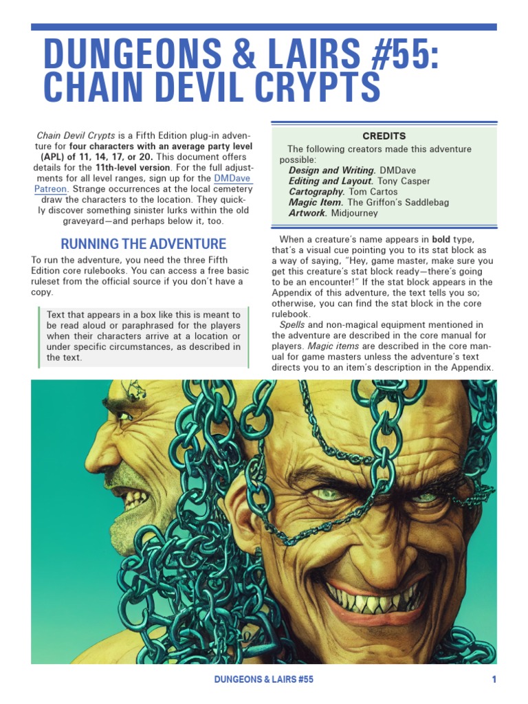 DMDave - Dungeons & Lairs 55 - Chain Devil Crypts - Free Version | PDF