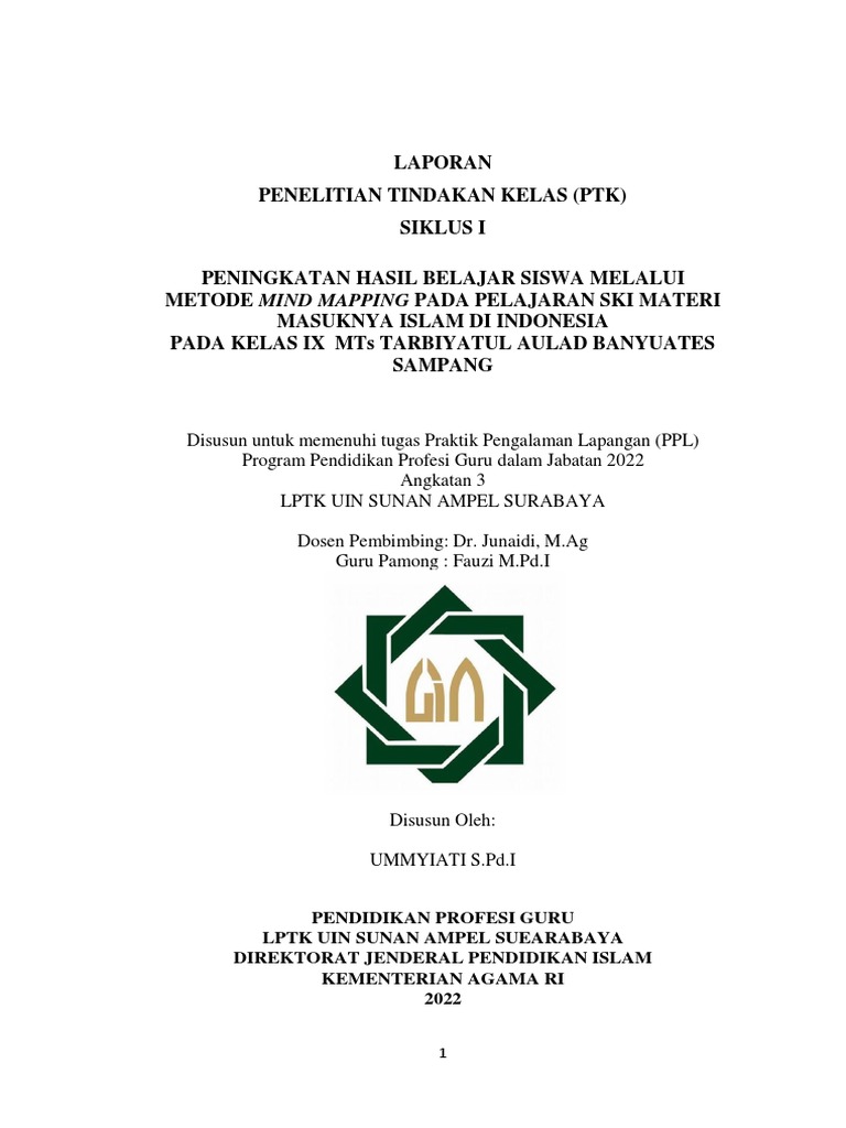 Laporan PTK Siklus 1 | PDF