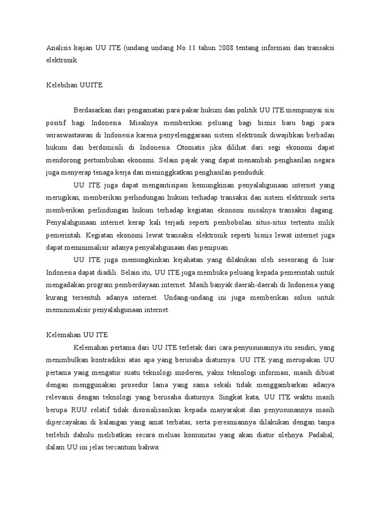 Analisis Kajian UU ITE | PDF