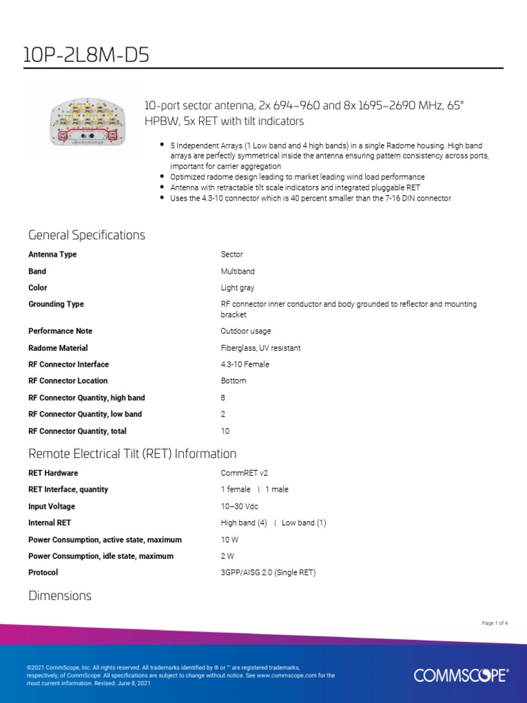 10P-2L8M-D5 Product Specifications (Comprehensive) | PDF | Antenna ...