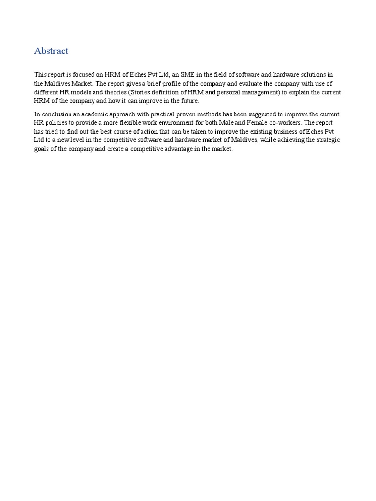 HRM Strategies for Eches Pvt Ltd | PDF | Human Resource Management ...
