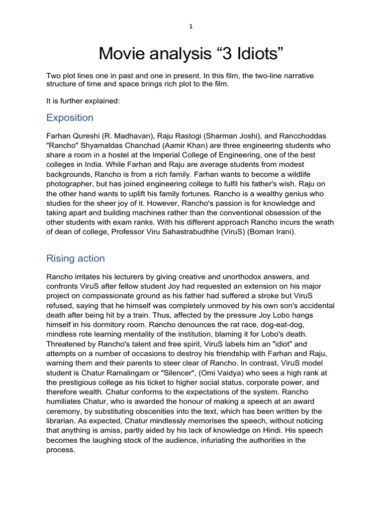 Movie Analysis of 3 Idiots | PDF