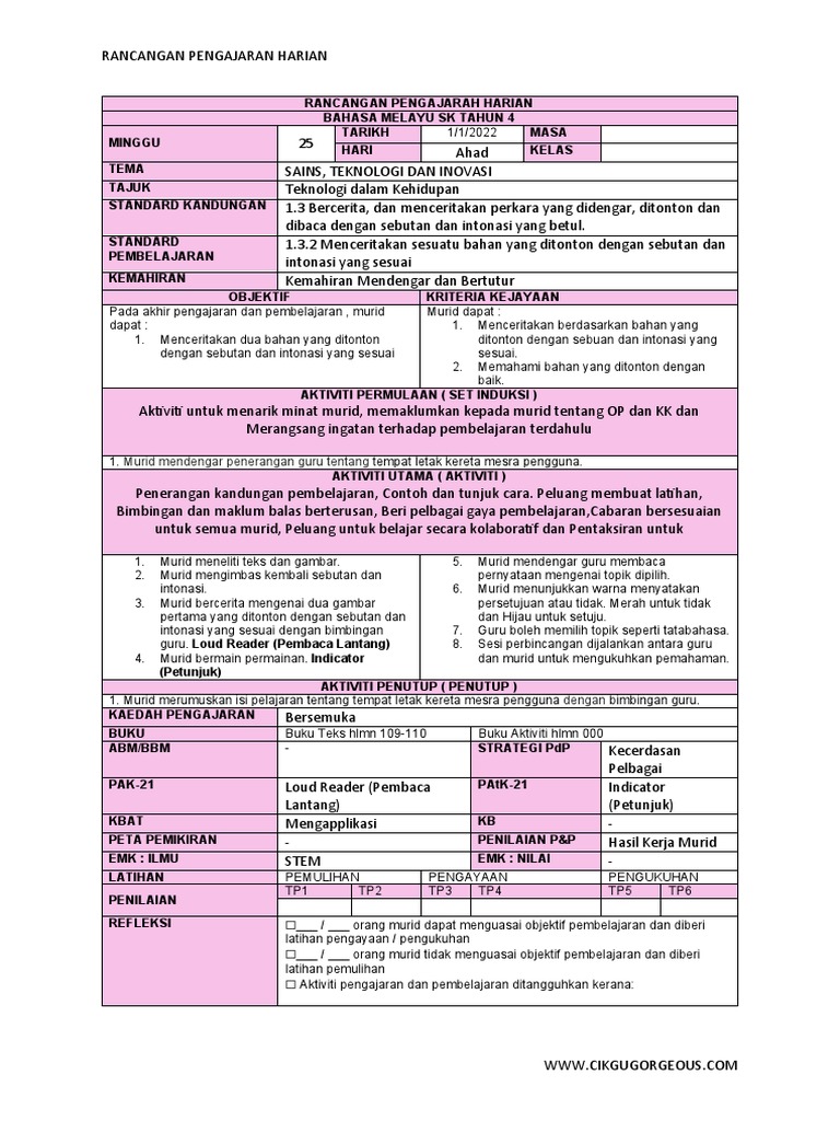 RPH Minggu 26 BM THN 4 by Cikgu Gorgeous | PDF