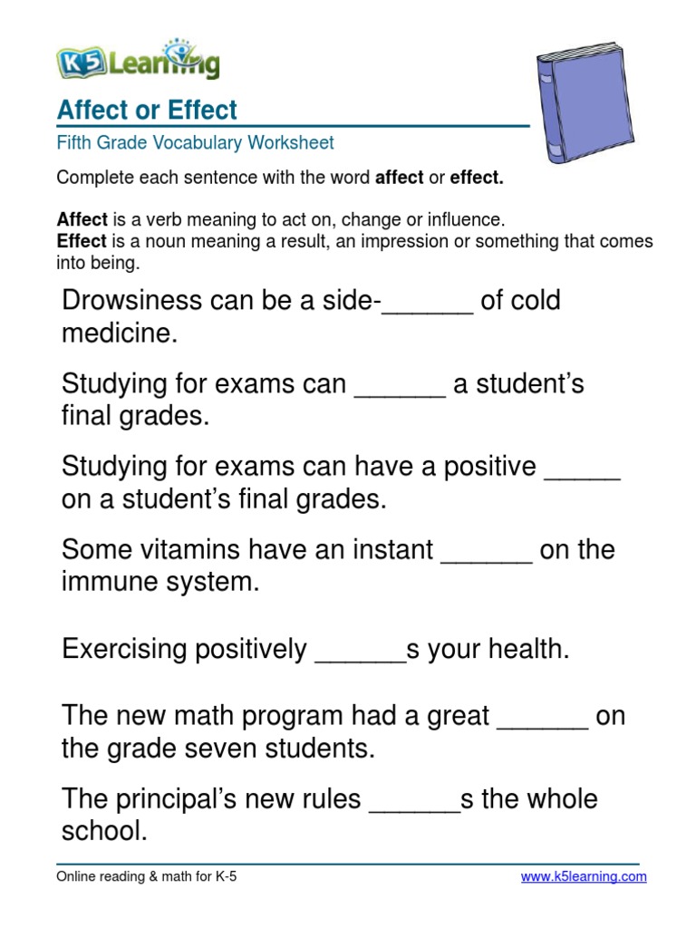 5th Grade Affect or Effect Sentences 2 | PDF