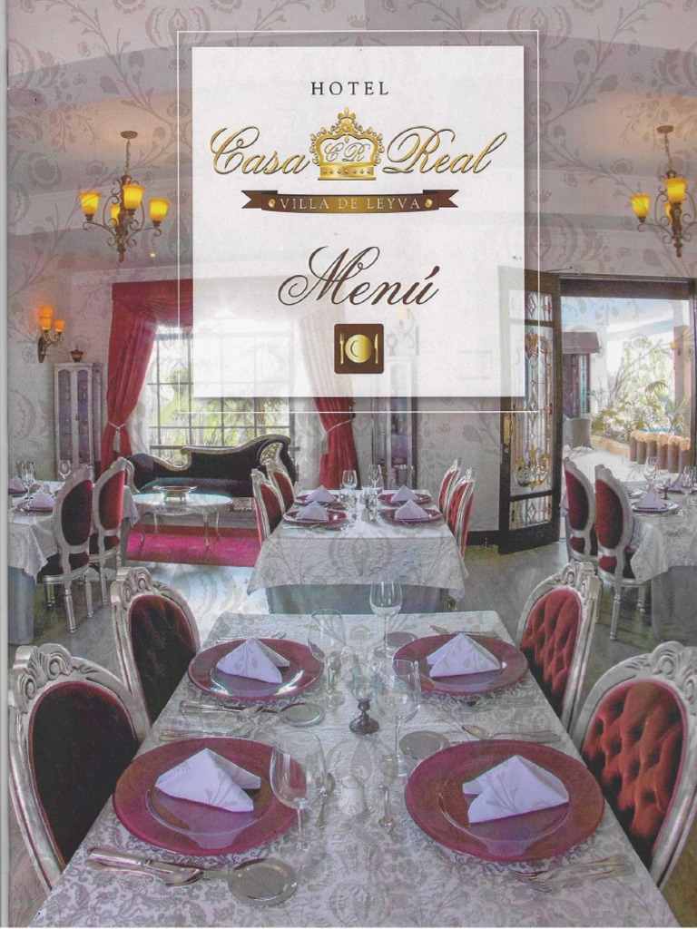 Carta de Menu Hotel Casa Real Villa de Leyva 2022 | PDF