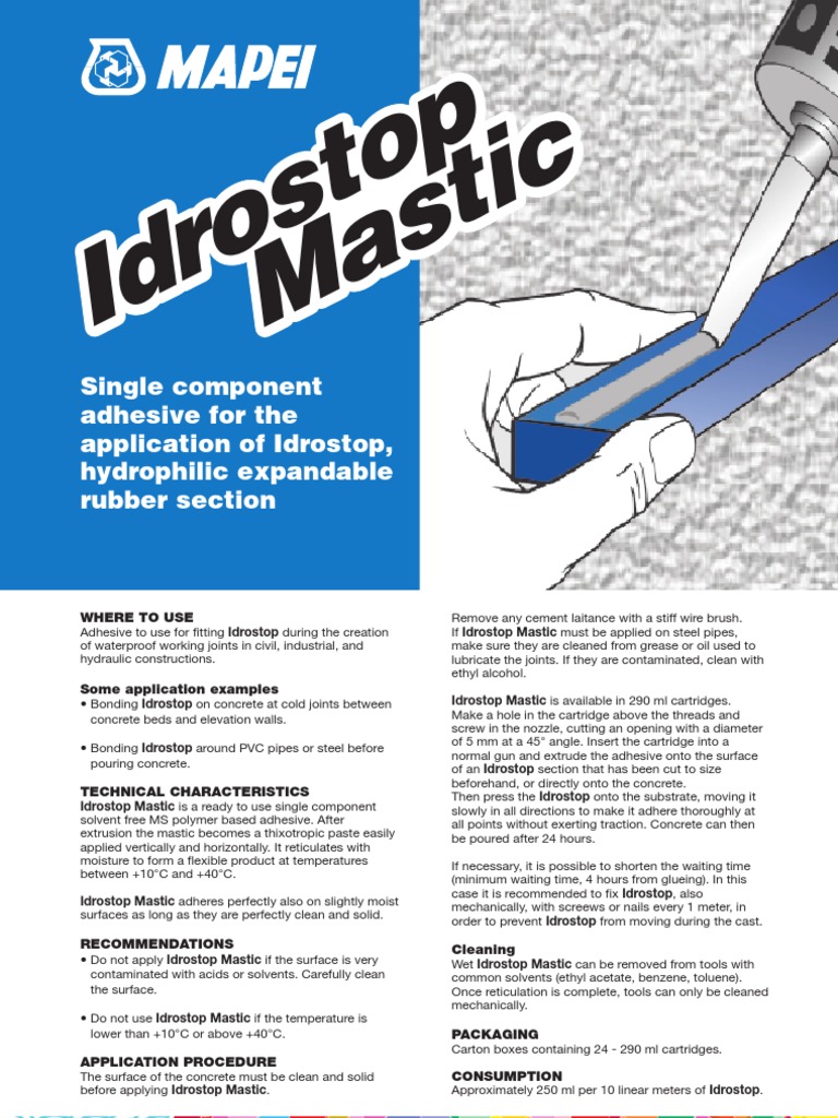 Idrostop Mastic | PDF | Adhesive | Concrete
