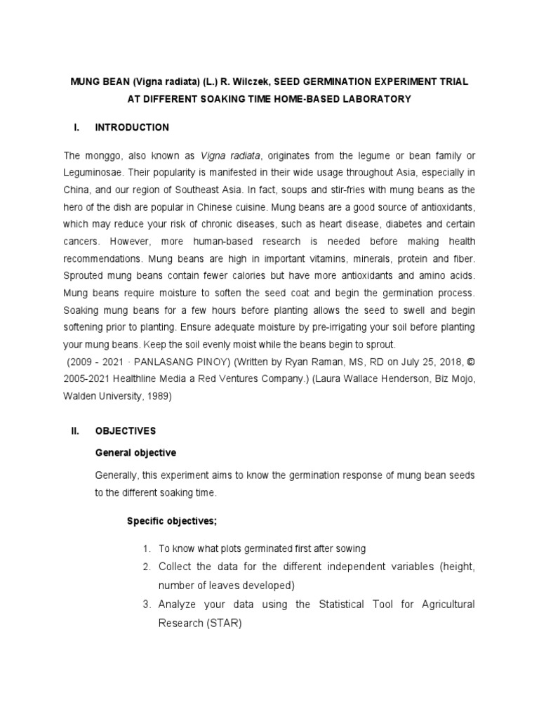 MUNG BEAN Jerland Yabo | PDF | Bean | Seed