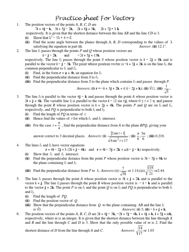 Vector FM (Practice) | PDF | Plane (Geometry) | Equations