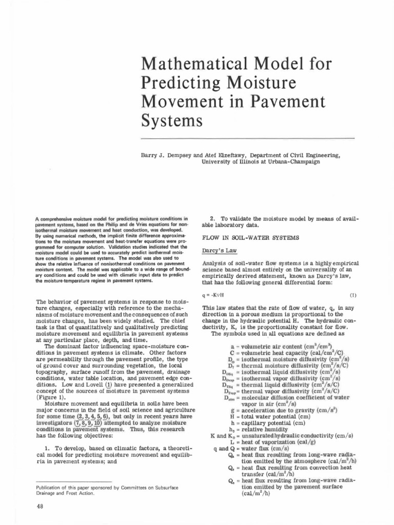 Moisture Movement Model for Pavements | PDF | Soil | Heat Transfer