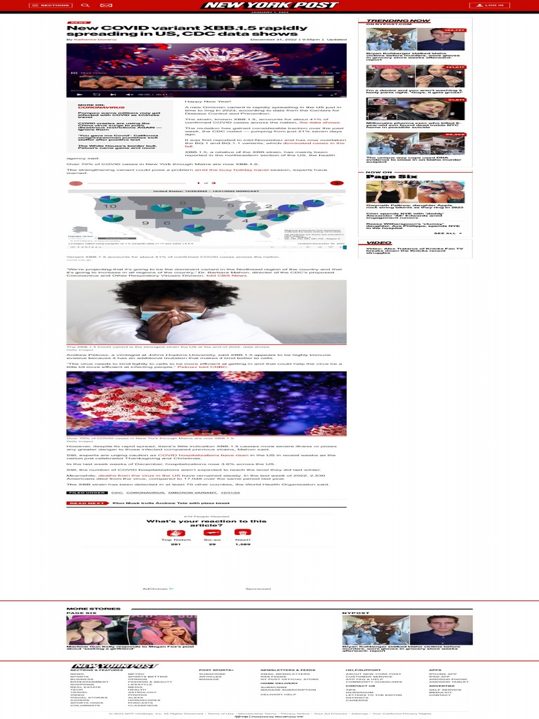 New COVID Variant XBB.1.5 Rapidly Spreading in US - CDC | PDF