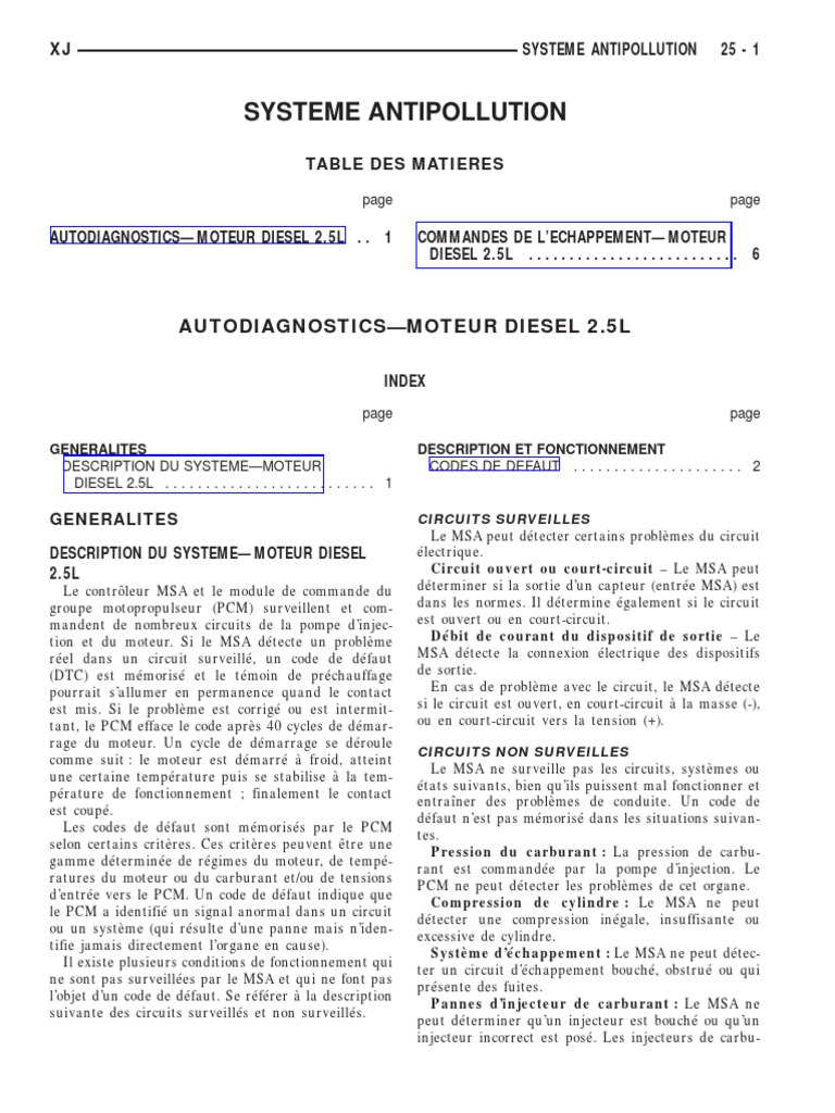 Codes de Défaut Moteur Diesel 2.5L | PDF | Moteur à combustion interne ...
