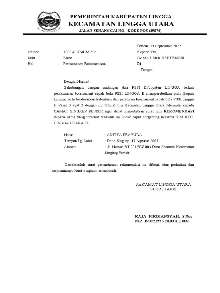 Surat Recom Pssi | PDF