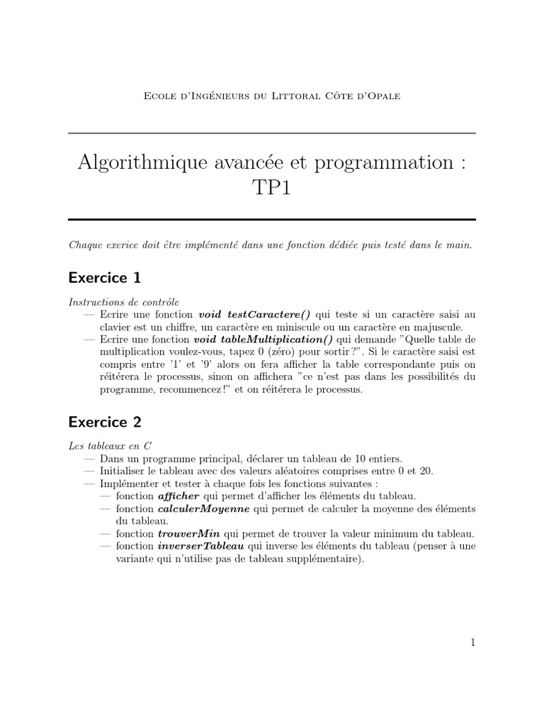 TP Algorithme Avancé | Download Free PDF | Clavier d'ordinateur | Programmation informatique