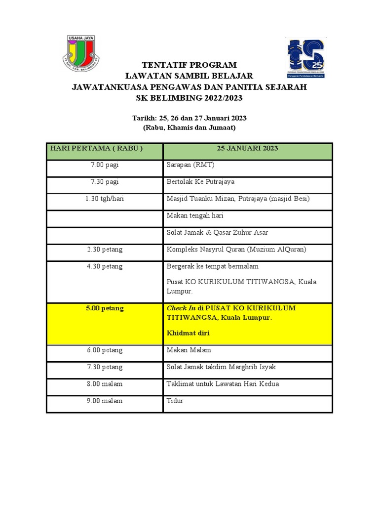 14 DEC TENTATIF PROGRAM Lawatan | PDF