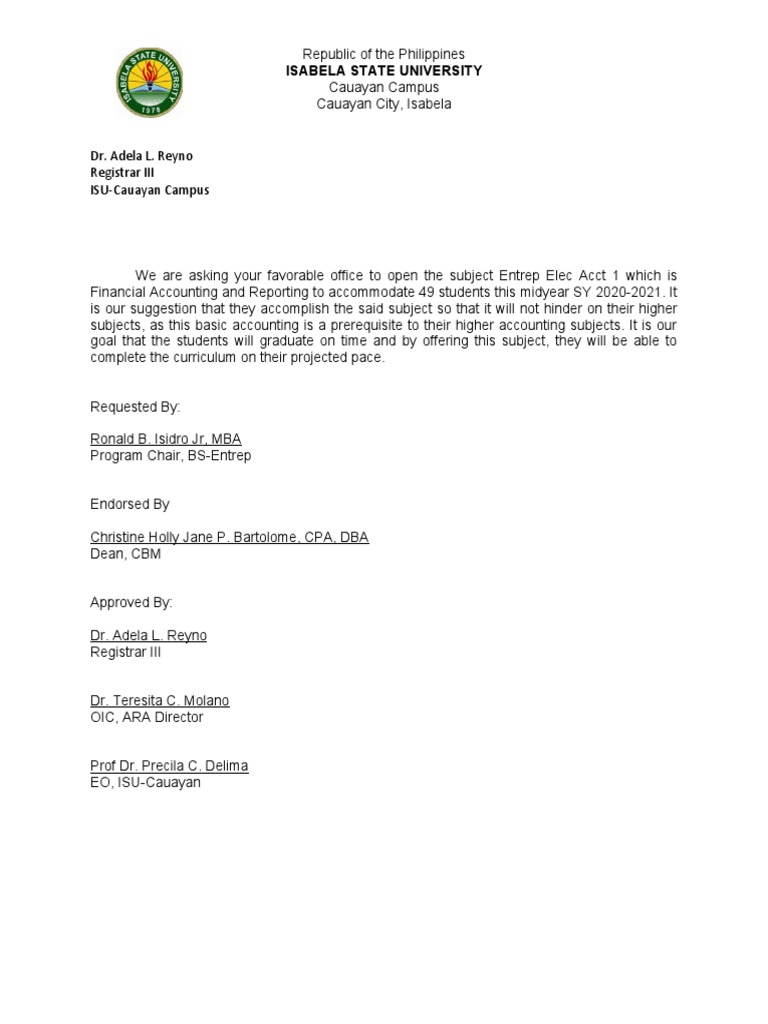 Letter of Request To Open Subject | PDF