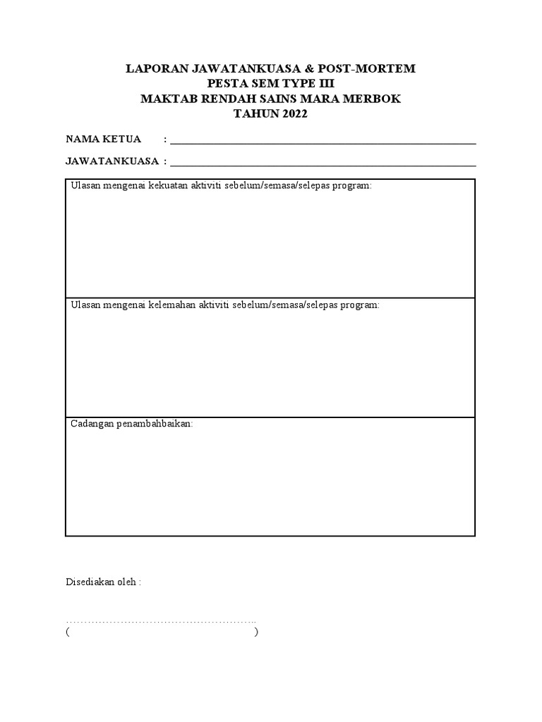 Borang Post Mortem | PDF