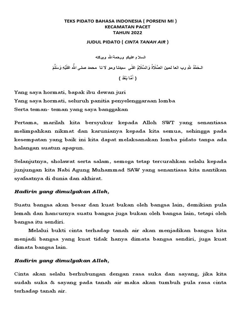 Teks Pidato Bahasa Indonesia Porseni | PDF