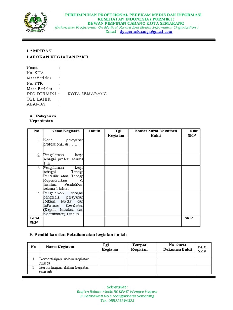 Form Lampiran SKKD DPC Kota Semarang | PDF