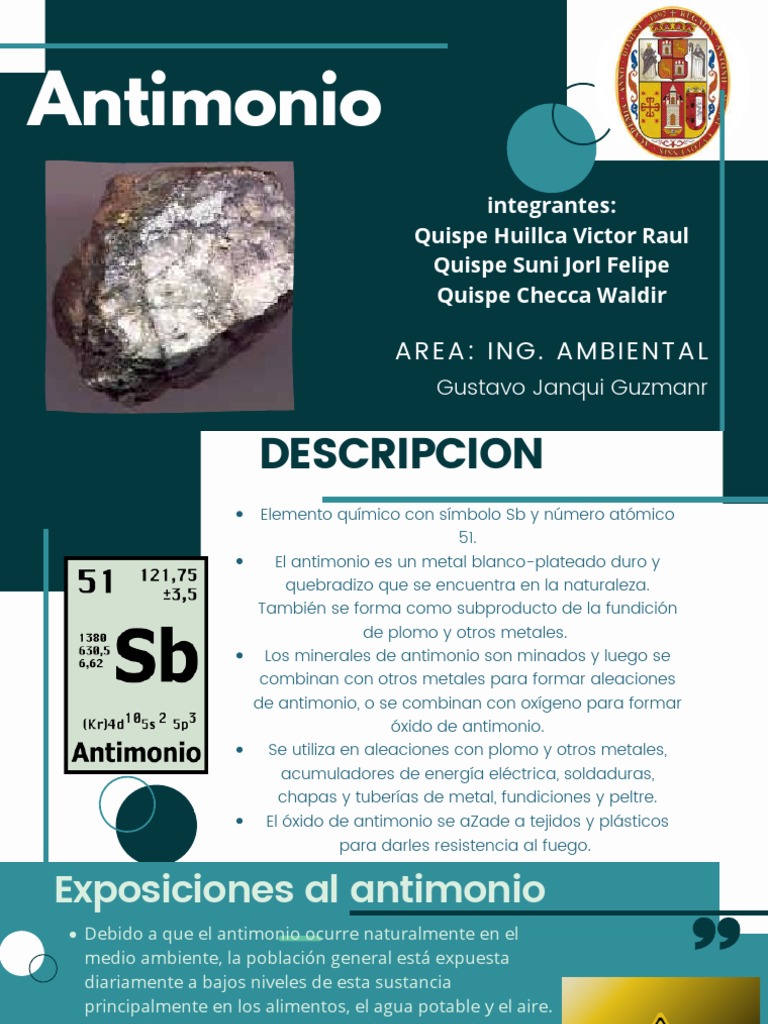 Usos y Efectos del Antimonio en Salud | PDF | Ciencias fisicas | Átomos