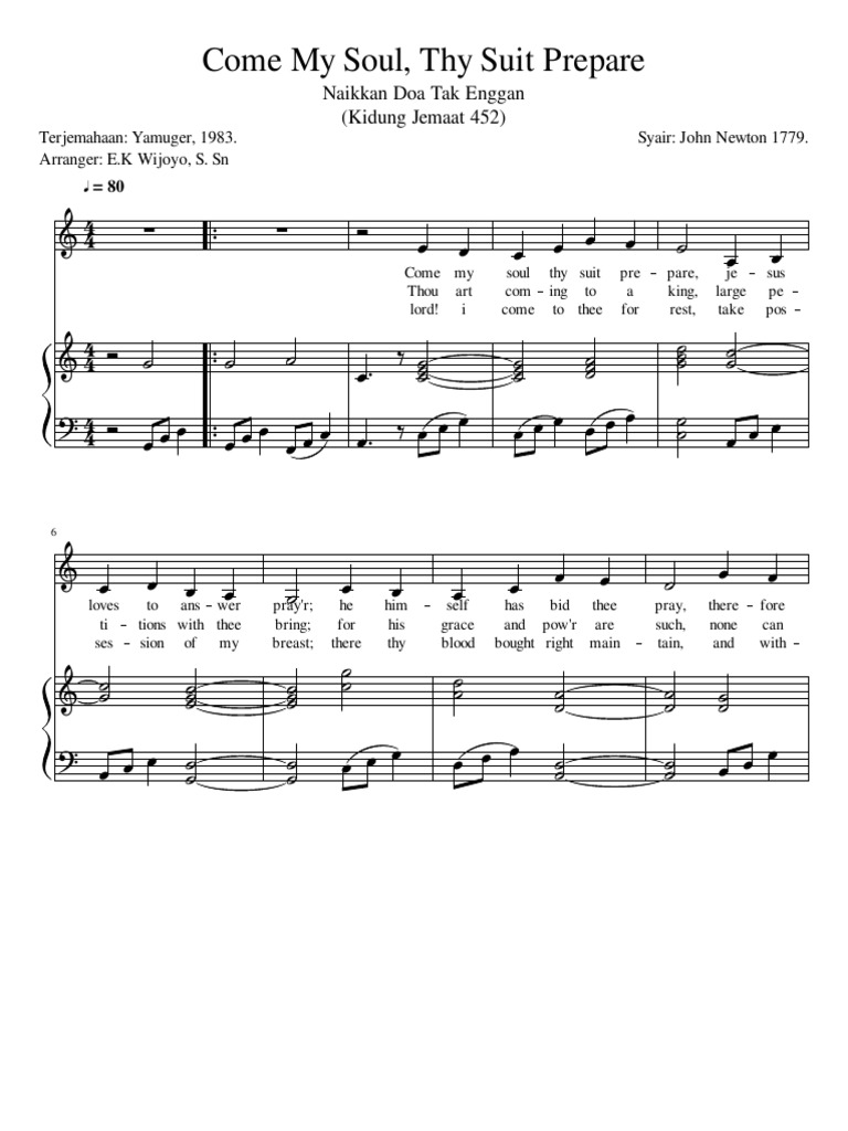 Come My Soul, Thy Suit Prepare Lyrics | PDF