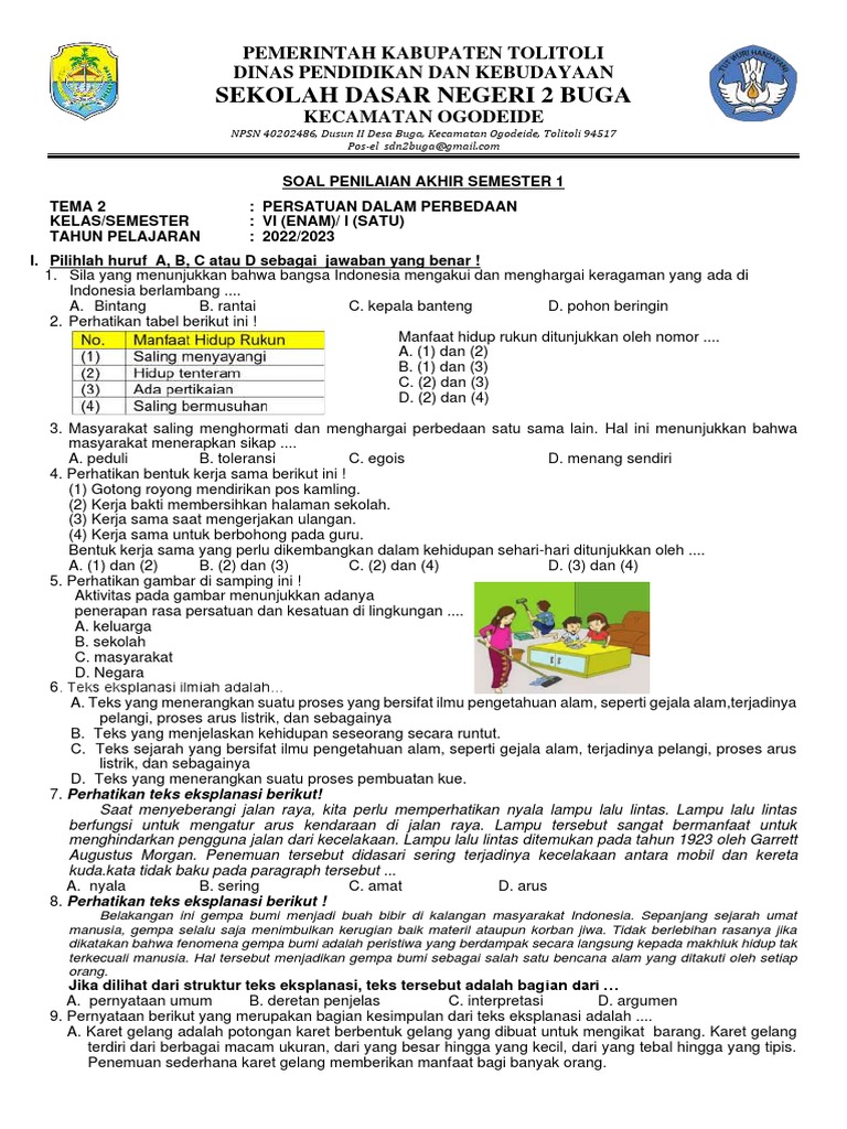 Soal Pas Kelas 6 Tema 2 | PDF