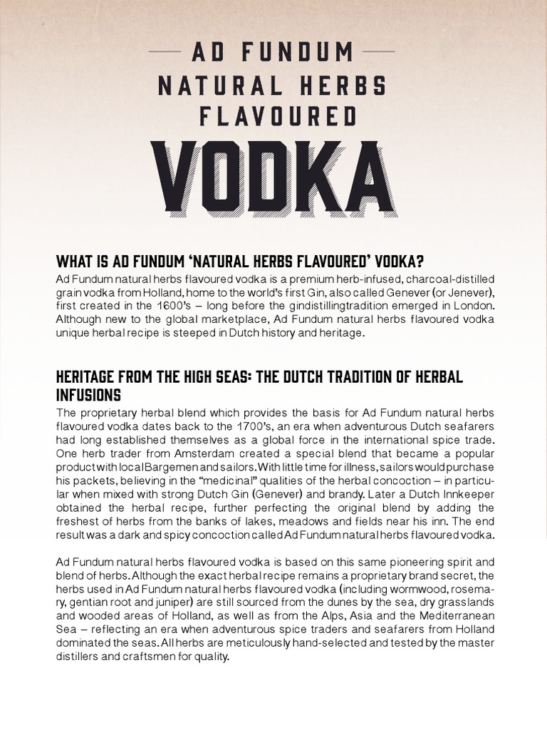 3 - Factsheet Ad Fundum Vodka | PDF | Vodka | Gin