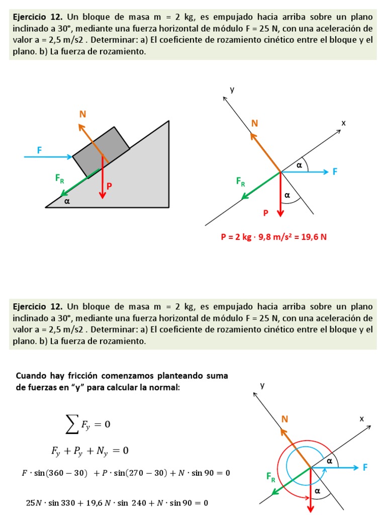 6 - Ejercicios Plano Inclinado | PDF | Fricción | Naturaleza