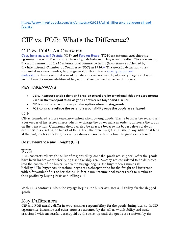 FOB Meaning | PDF | Business Process | Market (Economics)