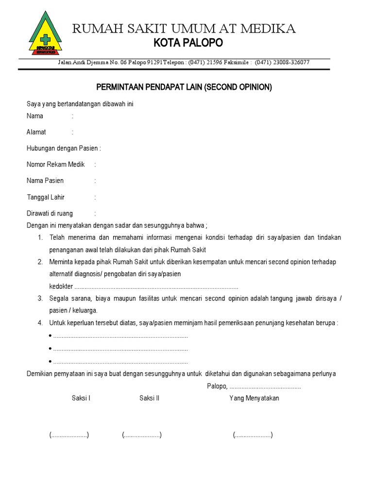 Formulir Second Opinion | PDF Formulir Second Opinion | PDF