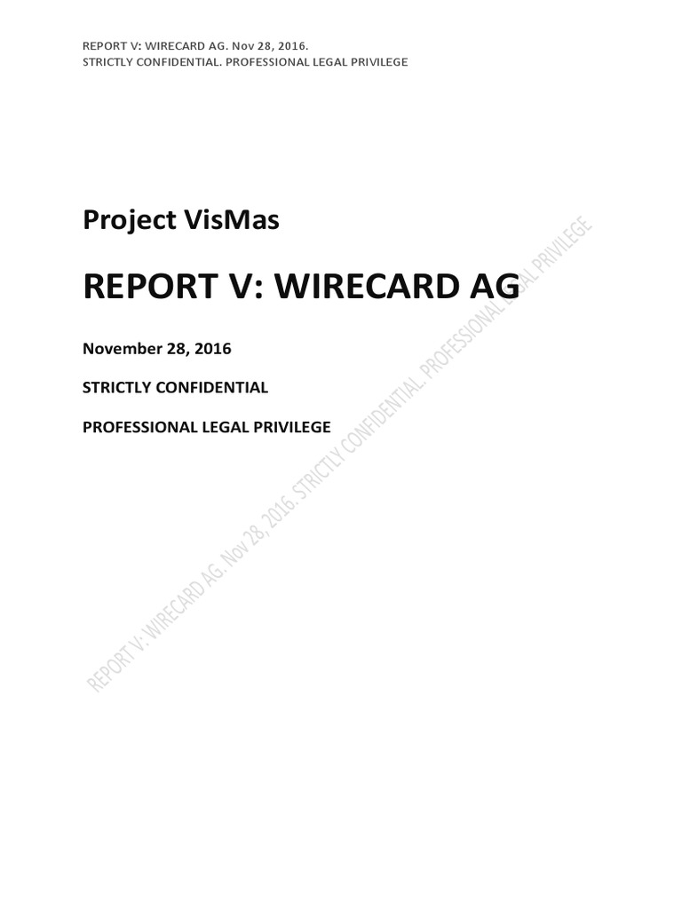 Report V Wirecard AG Project VisMas | PDF | Going Concern | Economies