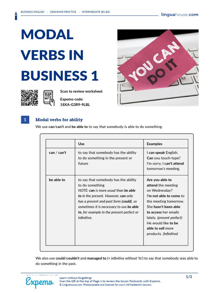 Modal Verbs in Business 1 British English Student Ver2 | PDF | Verb | Languages