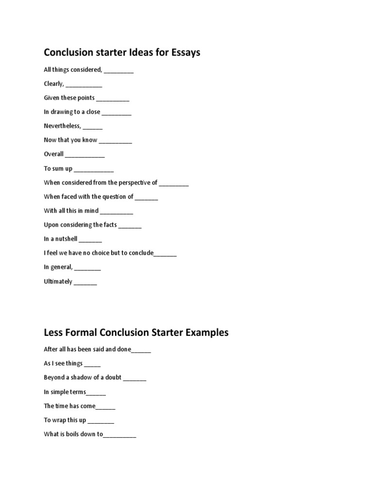 Conclusion Starters | PDF