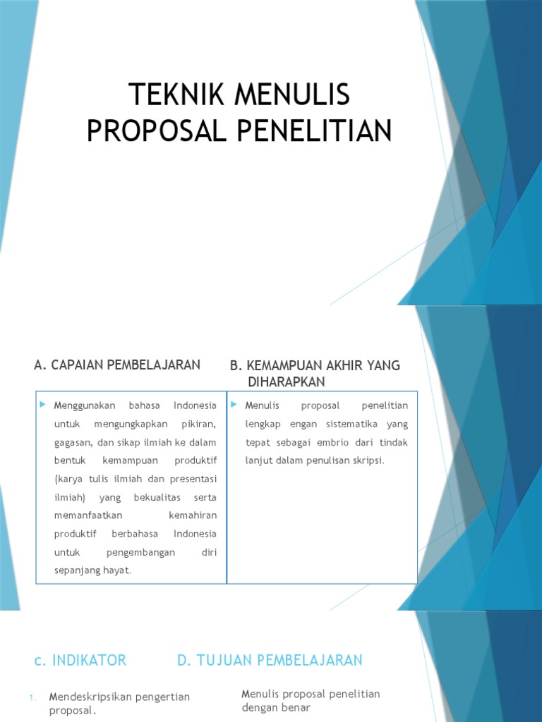 Teknik Menulis Proposal Penelitian | PDF