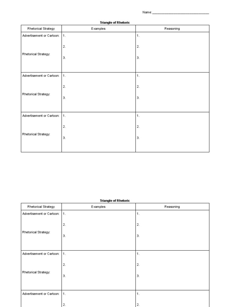 Triangle of Rhetoric Graphic Organizer 11 3 1 | PDF