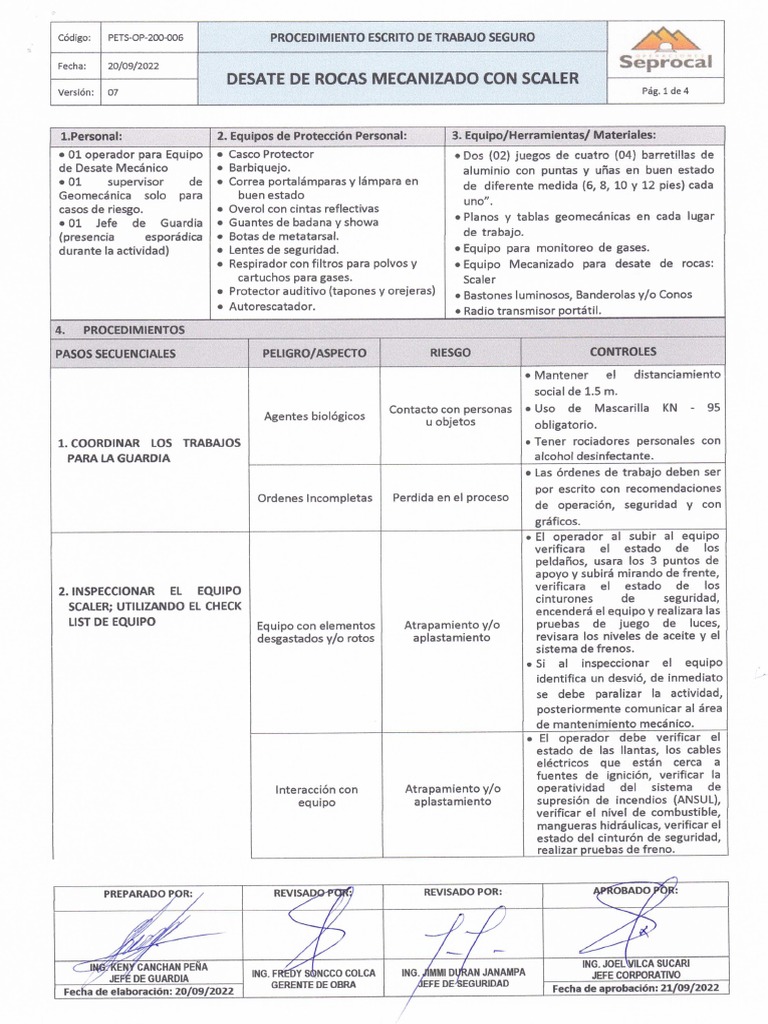 Pets-Op-200-006 Desate de Rocas Mecanizado Con Scaler | PDF